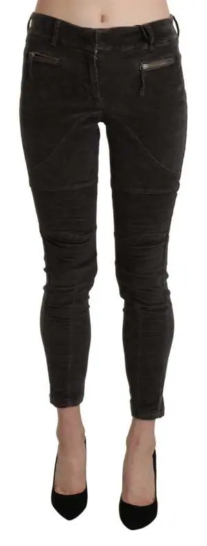 Ermanno Scervino Velvet Capri Cropped Cotton Pants - Brown