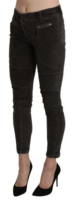 Ermanno Scervino Velvet Capri Cropped Cotton Pants - Brown