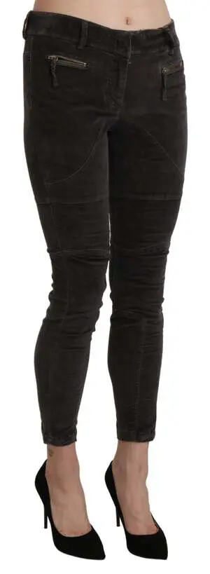 Ermanno Scervino Velvet Capri Cropped Cotton Pants - Brown