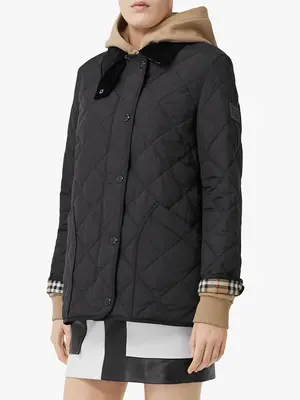 Burberry Diamond Quilted Thermoregulated Barn Jacket - Black