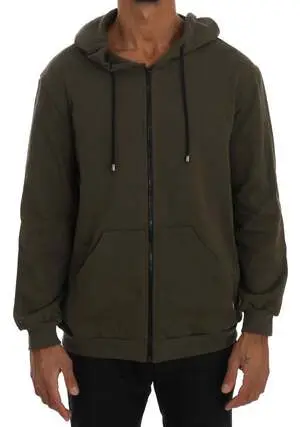 DANIELE ALESSANDRINI Full Zipper Hooded Cotton Sweater