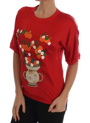 Dolce & Gabbana Silk T-shirt With Embroidery