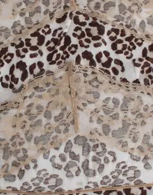 Roberto Cavalli Just Long Sleeve Lace Trimmed Animal Print Top