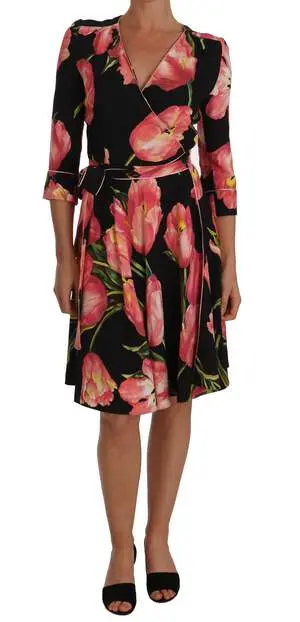 Dolce & Gabbana Printed Stretch Shift Dress - Black