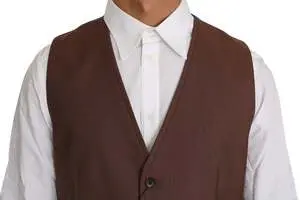 Dolce & Gabbana Wool Silk Formal Vest - Brown
