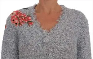 Dolce & Gabbana Floral Applique Cardigan Sweater