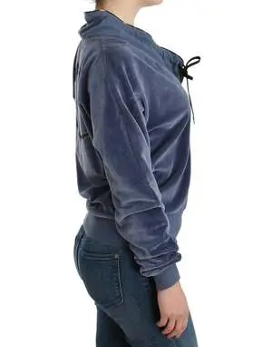 Roberto Cavalli Velvet Cotton Mock Sweater - Blue