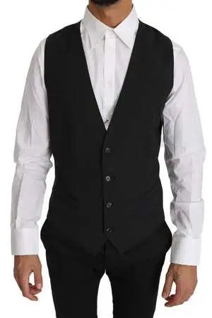 Dolce & Gabbana Waistcoat Vest 100% Wool - Gray
