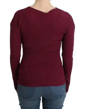 Roberto Cavalli Knitted Virgin Wool Keyhole Sweater - Purple