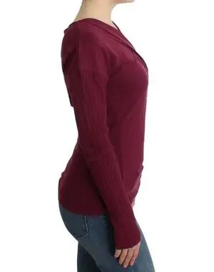 Roberto Cavalli Knitted Virgin Wool Keyhole Sweater - Purple