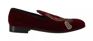 Dolce & Gabbana Velvet Loafers With Sequined Embroidery - Bordeaux