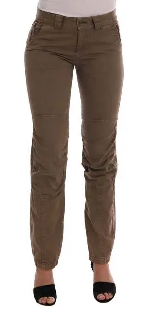 Ermanno Scervino Cotton Slim Fit Trousers - Brown