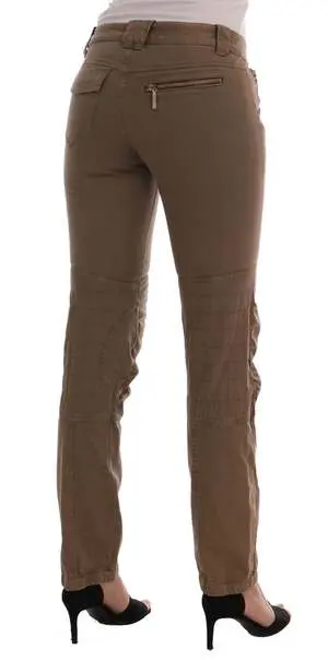 Ermanno Scervino Cotton Slim Fit Trousers - Brown