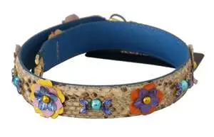 Dolce & Gabbana Python Leather Floral Studded Shoulder Strap