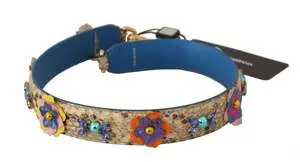 Dolce & Gabbana Python Leather Floral Studded Shoulder Strap
