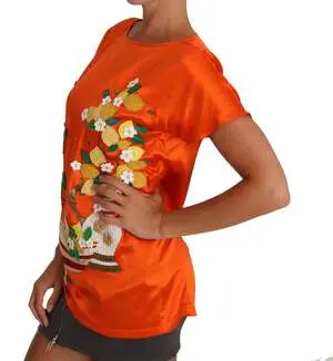 Dolce & Gabbana Silk Lemon Crystal T-shirt Top