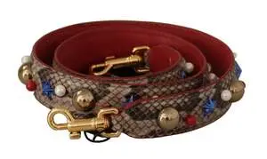Dolce & Gabbana Python Leather Studded Shoulder Strap - Brown