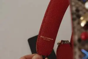 Dolce & Gabbana Python Leather Studded Shoulder Strap - Brown