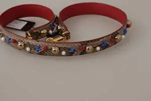 Dolce & Gabbana Python Leather Studded Shoulder Strap - Brown