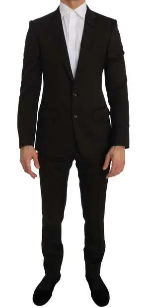 Dolce & Gabbana Wool Crystal Bee Slim Fit Martini - Brown