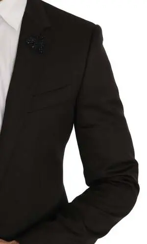 Dolce & Gabbana Wool Crystal Bee Slim Fit Martini - Brown