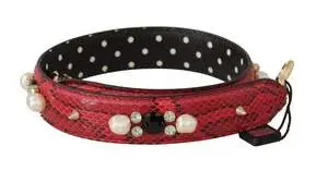 DOLCE & GABBANA Python Leather Crystals Reversible Shoulder Strap