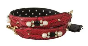 Dolce & Gabbana Python Leather Crystals Reversible Shoulder Strap