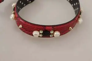 Dolce & Gabbana Python Leather Crystals Reversible Shoulder Strap
