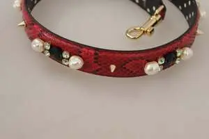 Dolce & Gabbana Python Leather Crystals Reversible Shoulder Strap