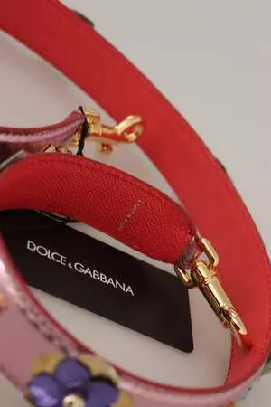 Dolce & Gabbana Metallic Leather Studded Shoulder Strap - Pink