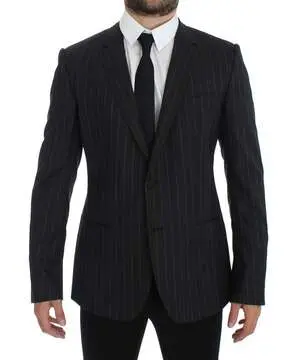 Dolce & Gabbana Striped Slim Fit Wool Blazer