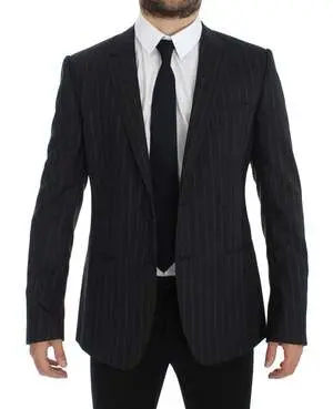 Dolce & Gabbana Striped Slim Fit Wool Blazer
