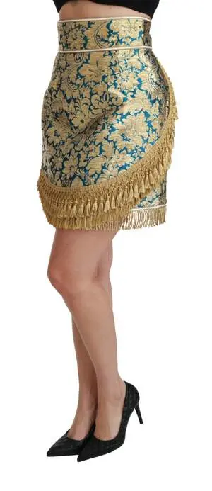 Dolce & Gabbana High Waist Jacquard Tassel Skirt