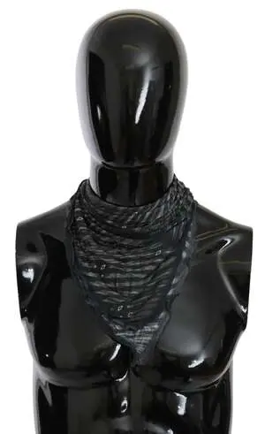 Costume National Gray Viscose Foulard Branded Scarf - Black