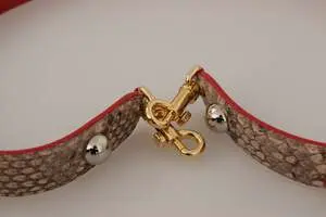 Dolce & Gabbana Python Leather Shoulder Strap With Crystals - Brown