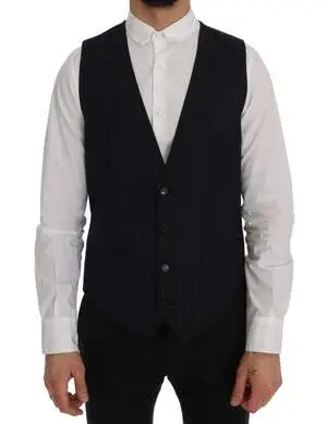 Dolce & Gabbana Wool Blend Striped Vest - Blue