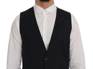 Dolce & Gabbana Wool Blend Striped Vest - Blue