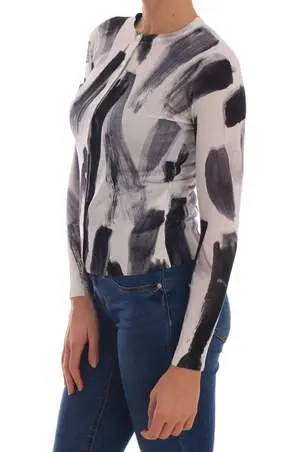 Dolce & Gabbana Silk Cardigan Paint Stroke Sweater
