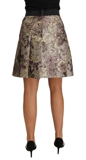 Dolce & Gabbana A-line Mini Floral Print Jacquard Skirt