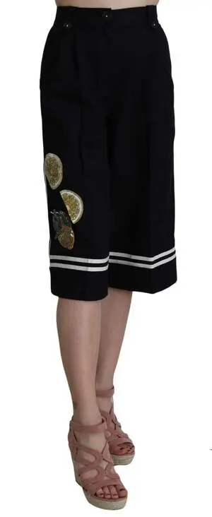 Dolce & Gabbana Cotton Cropped Embellished Trousers