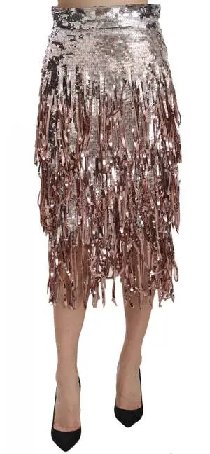 Dolce & Gabbana Sequin Embellished Fringe Midi Skirt - Yanliş