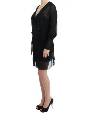 Roberto Cavalli Long Sleeve Silk Blouson Dress