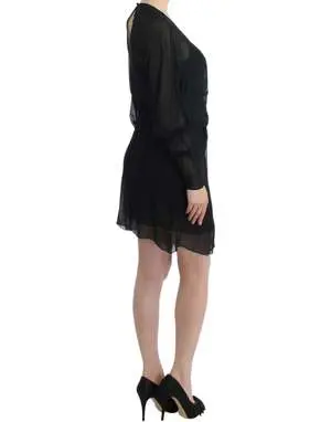 Roberto Cavalli Long Sleeve Silk Blouson Dress