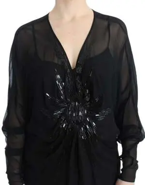 Roberto Cavalli Long Sleeve Silk Blouson Dress