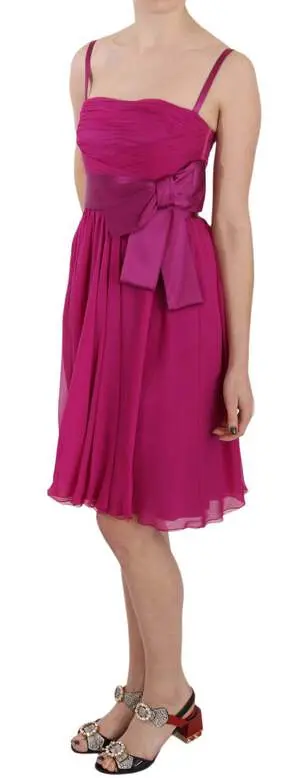 Dolce & Gabbana Silk Sleeveless Dress With Bow