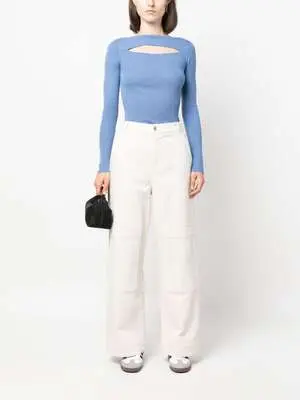 PAROSH Low-rise Wide-leg Jeans - White