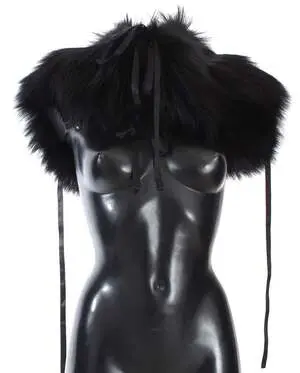Dolce & Gabbana Fox Fur Shoulder Wrap Cover Collar Scarf