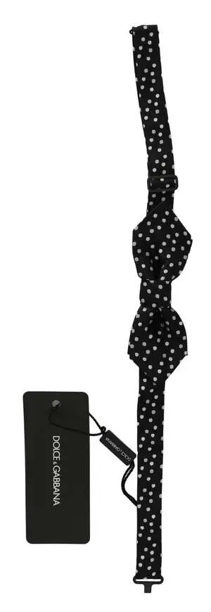 Dolce & Gabbana Polka Dots Silk Adjustable Bow Tie - Black