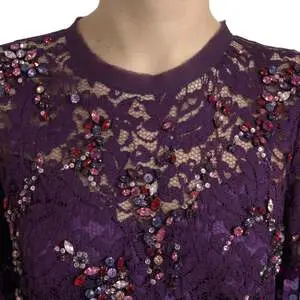Dolce & Gabbana Floral Lace Crystal Embedded Sheath Dress