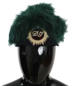 Dolce & Gabbana Fur Cloche Hat With Embroidered Logo - Green